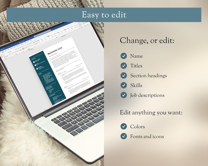 PROFESSIONAL Modern and Clean 2-column Resume With Photo. Easy Word ...