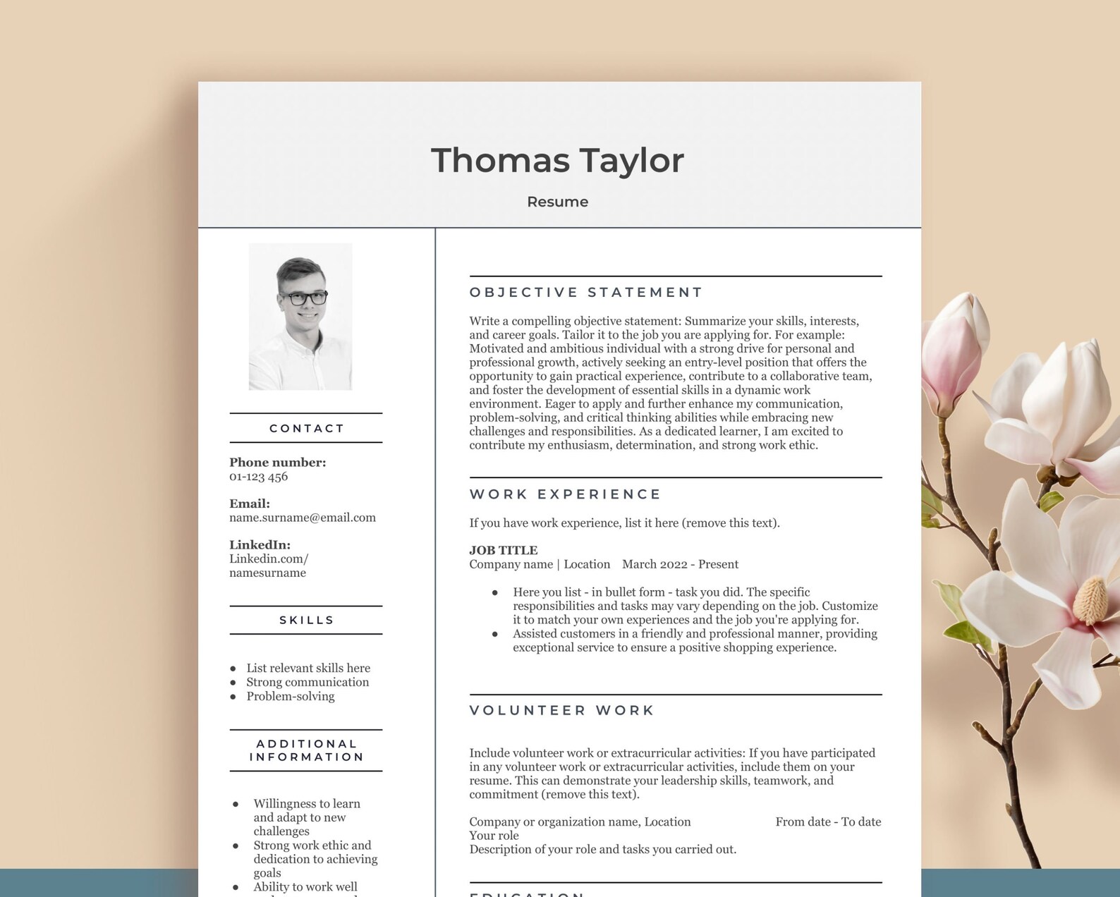 NEW GRADUATE Resume Template Clean, Modern, and Easy to Customize Start ...