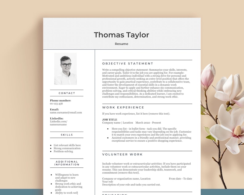 NEW GRADUATE Resume Template Clean, Modern, and Easy to Customize Start ...