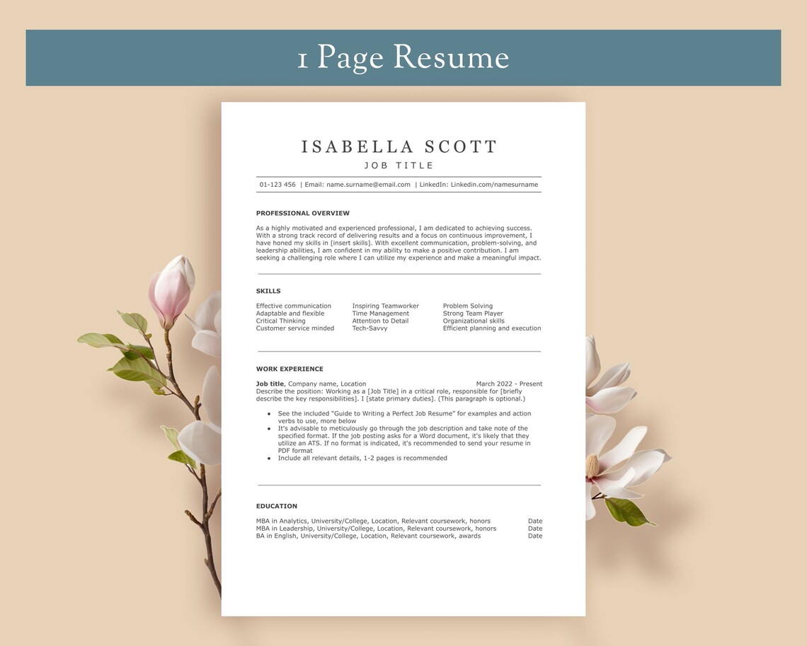 BASIC Bold Ats-friendly Resume Templates. Stand Out. 1, 2 or More Pages ...