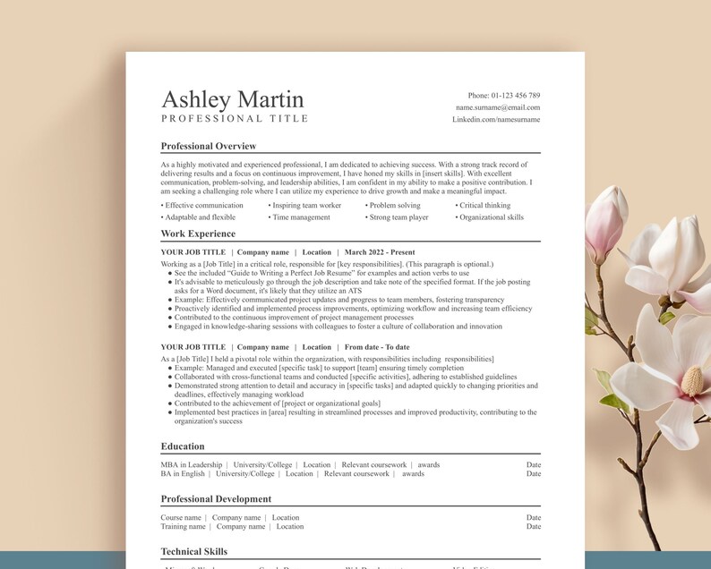 Best Stylish 2-column Resume Template. Modern CV for Word, Google Docs ...