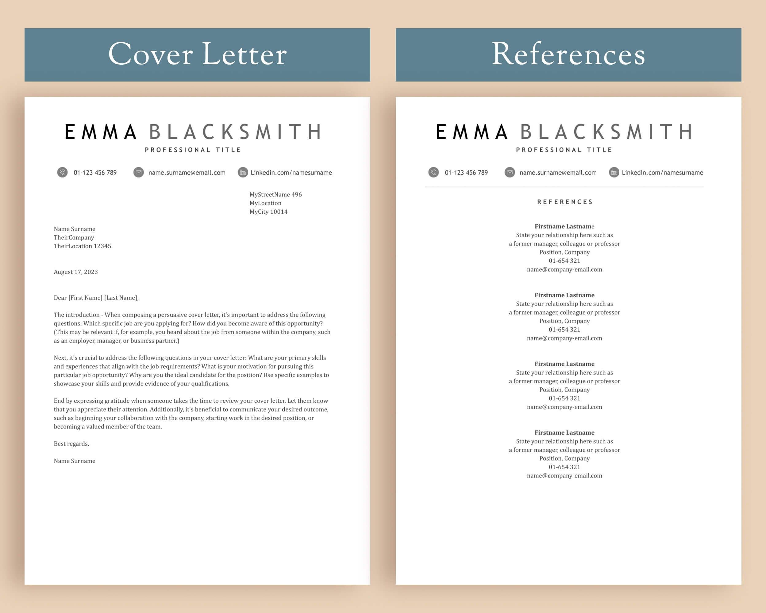 Minimalist 1-column Resume Template With Icons Included and Standard ...
