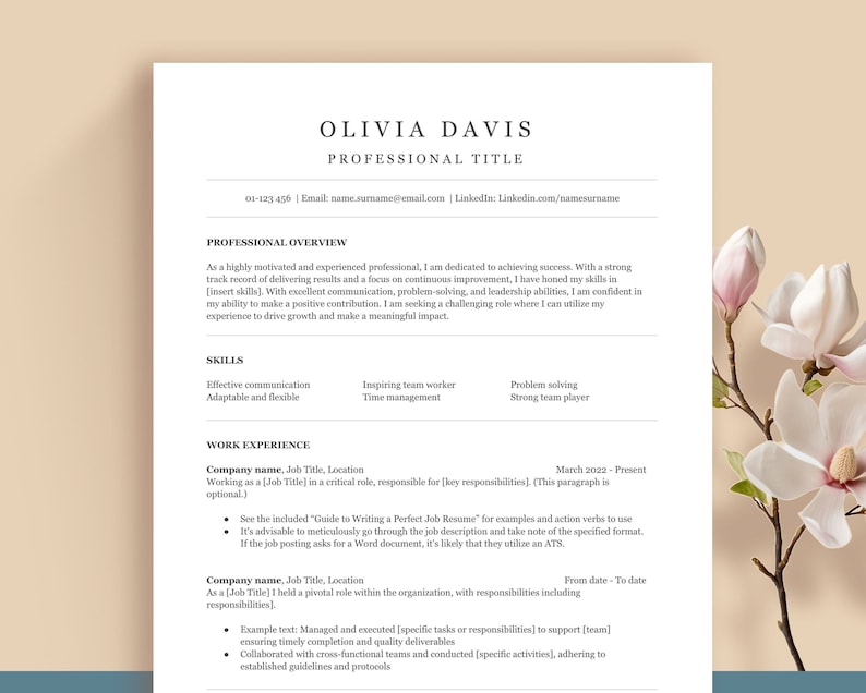 New STYLISH Ats-friendly Resume Template - 1 & 2 Pages Bundle With ...