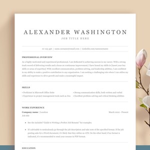 MODERN Minimalist Ats-friendly Resume Template. Editable Professional ...
