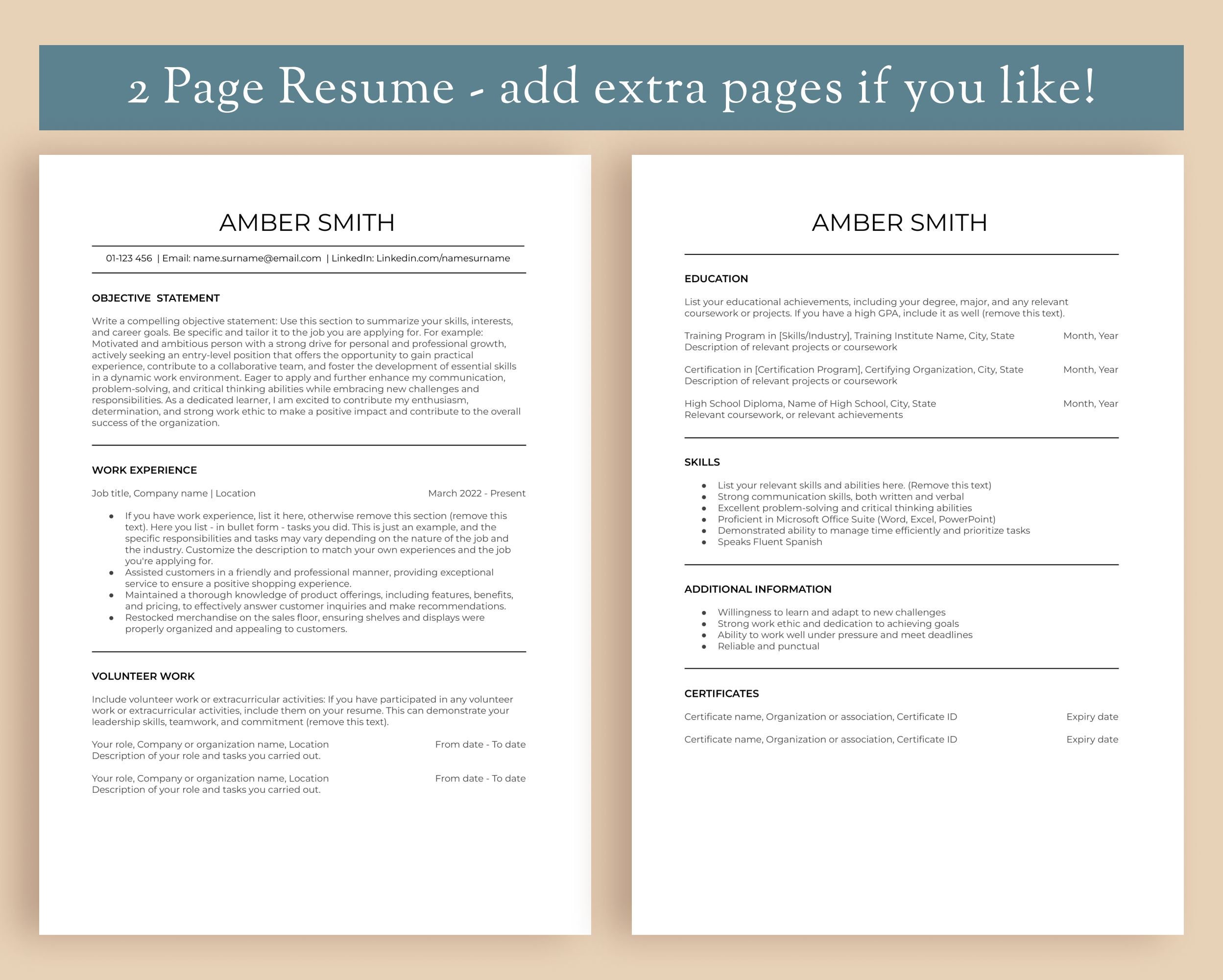 STUDENT Resume Template. Get Noticed. Easy-to-edit CV. Google Docs ...