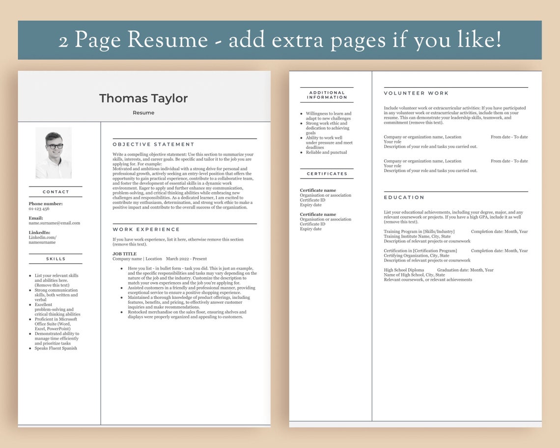 NEW GRADUATE Resume Template Clean, Modern, and Easy to Customize Start ...