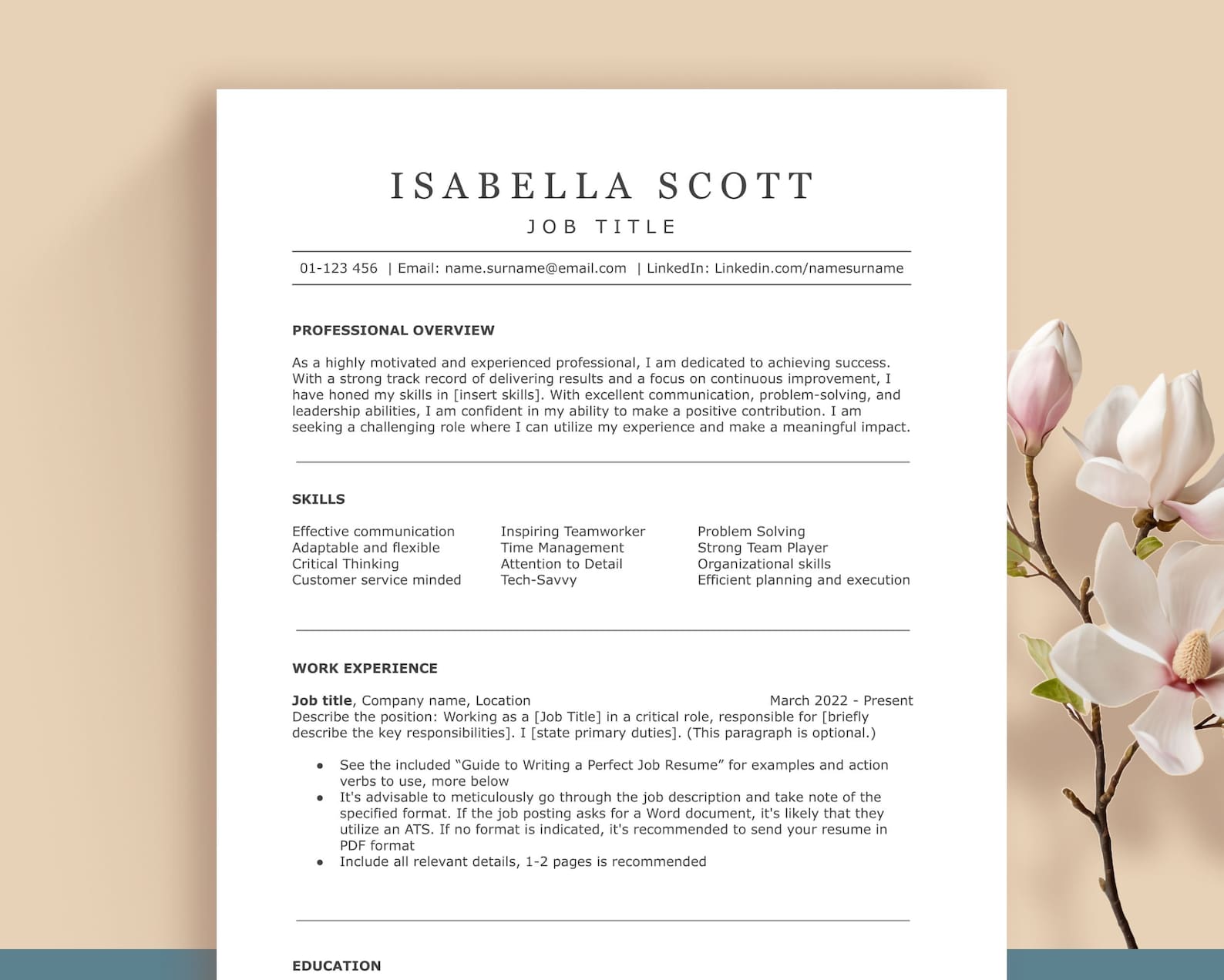 BASIC Bold Ats-friendly Resume Templates. Stand Out. 1, 2 or More Pages ...
