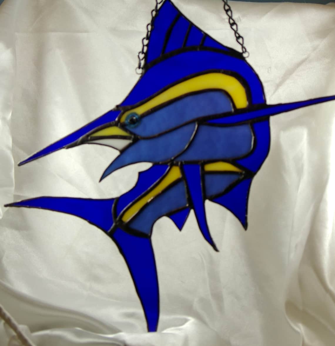 Stained Glass Blue Marlin Fish Suncatcher Ideal for Fathers | Etsy