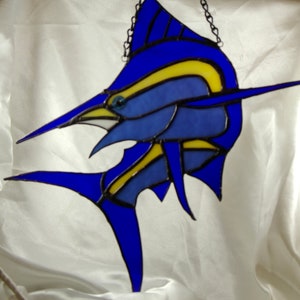 Stained Glass Blue Marlin Fish Suncatcher Ideal for Fathers - Etsy