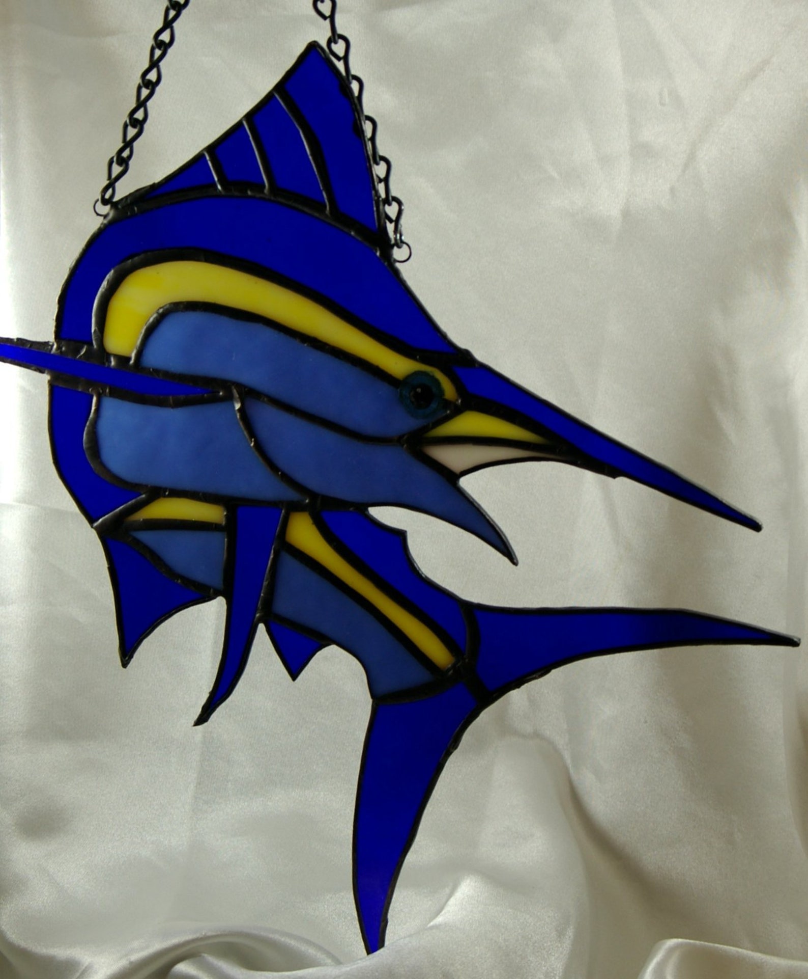 Stained Glass Blue Marlin Fish Suncatcher Ideal for Fathers Day Gift ...