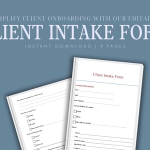Customizable Client Intake Form for Freelancers and Consultants - Etsy