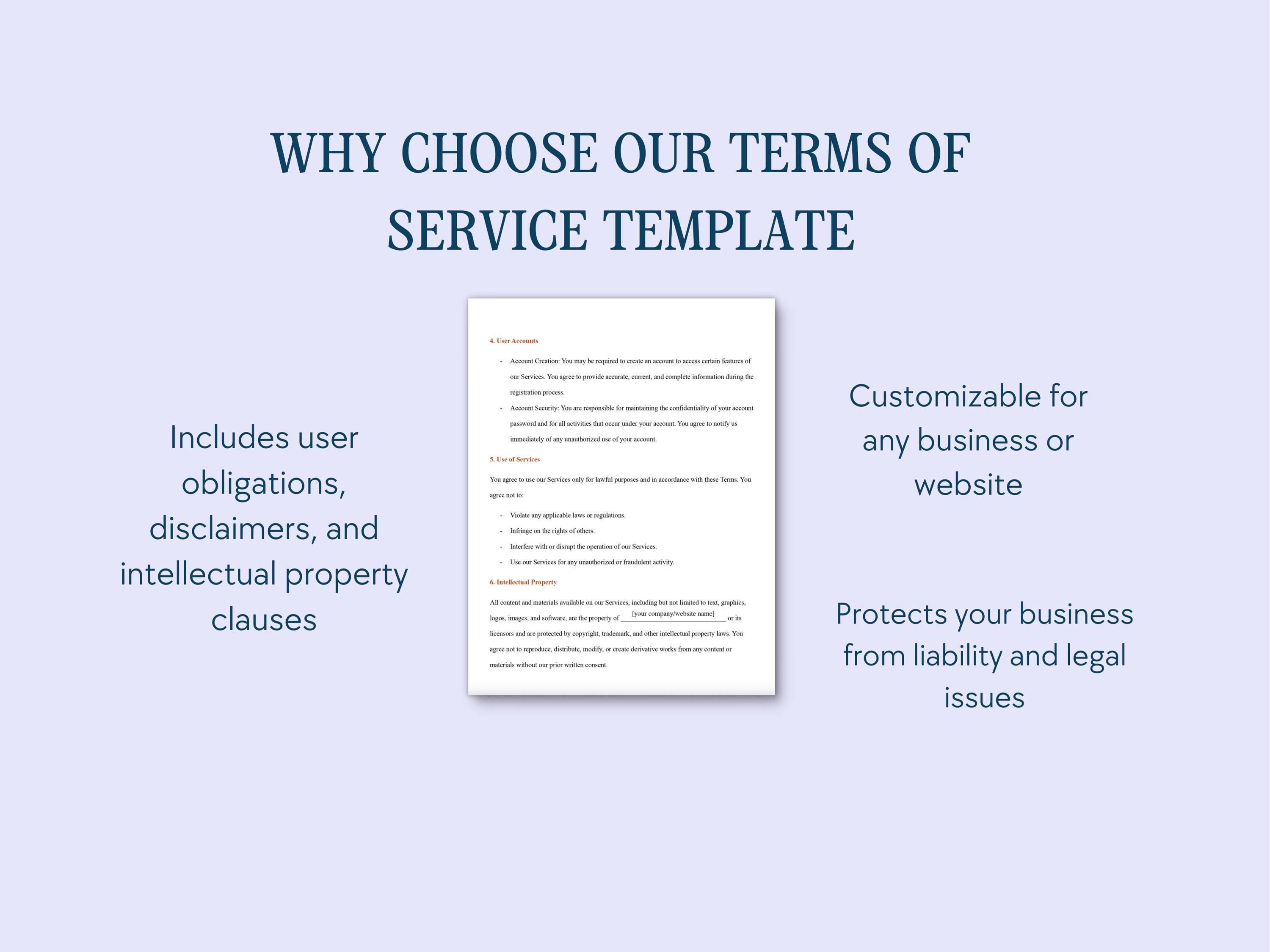 Customizable Terms of Service Template: Legal Website Protection - Etsy