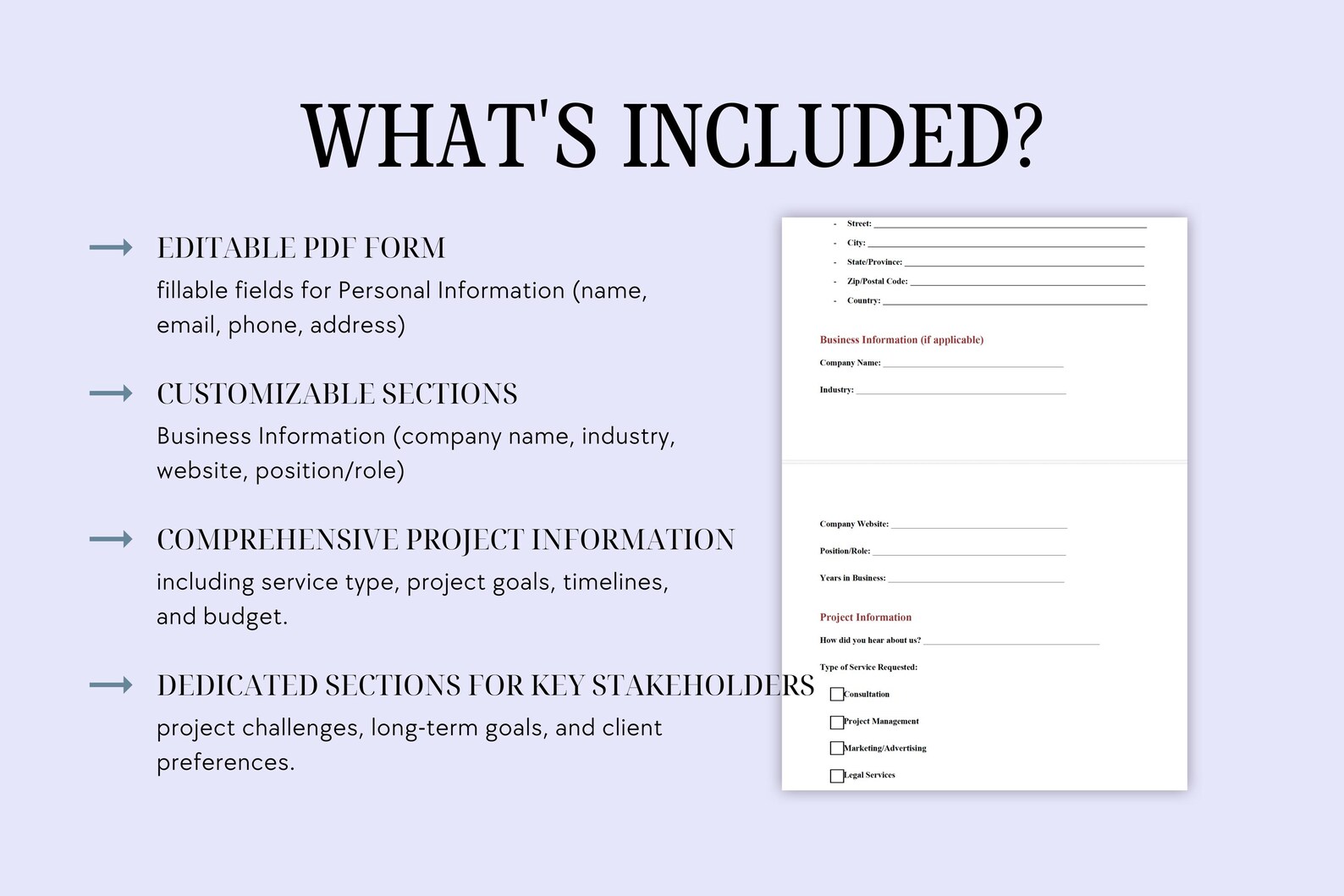 Customizable Client Intake Form for Freelancers and Consultants - Etsy