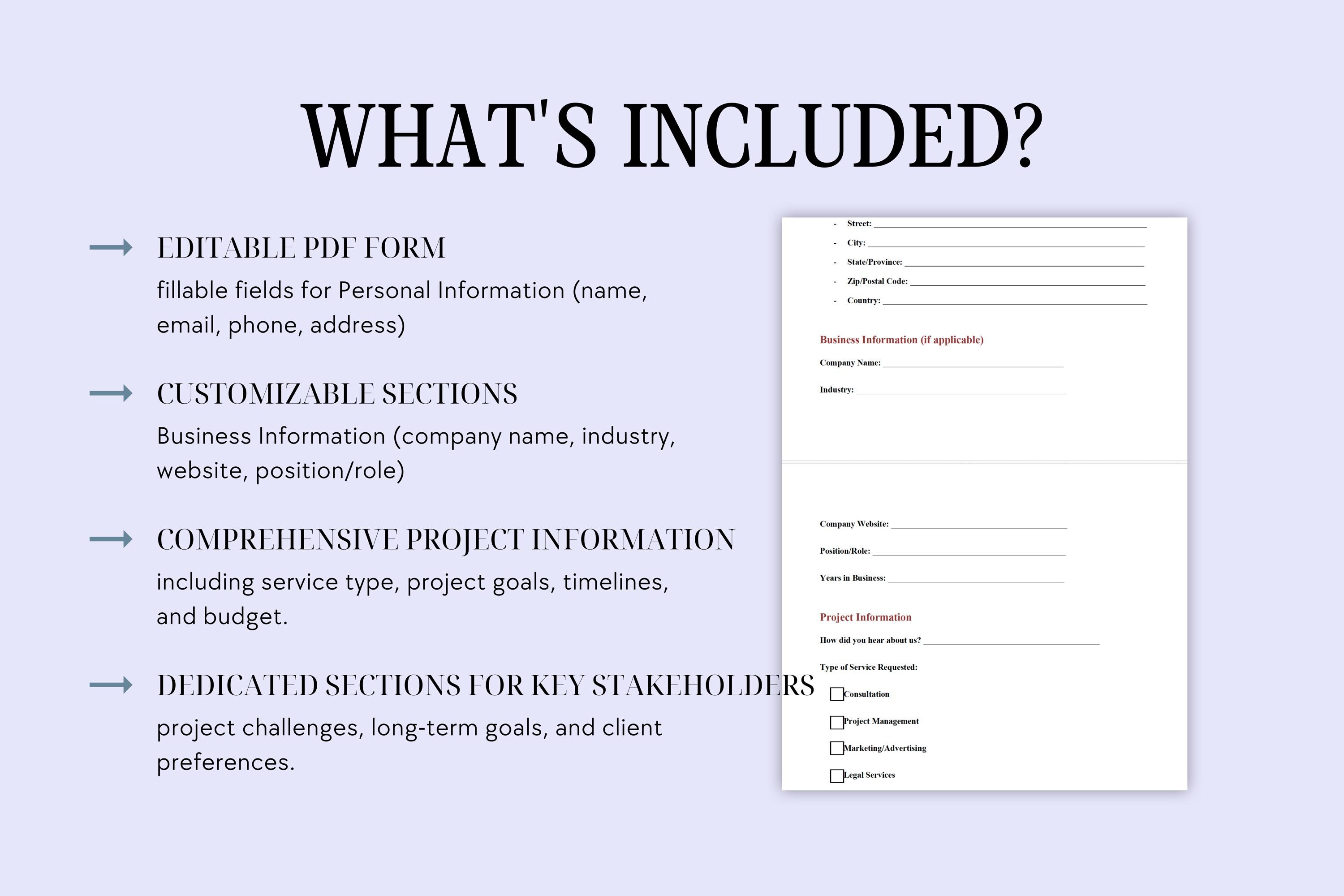 Customizable Client Intake Form for Freelancers and Consultants - Etsy