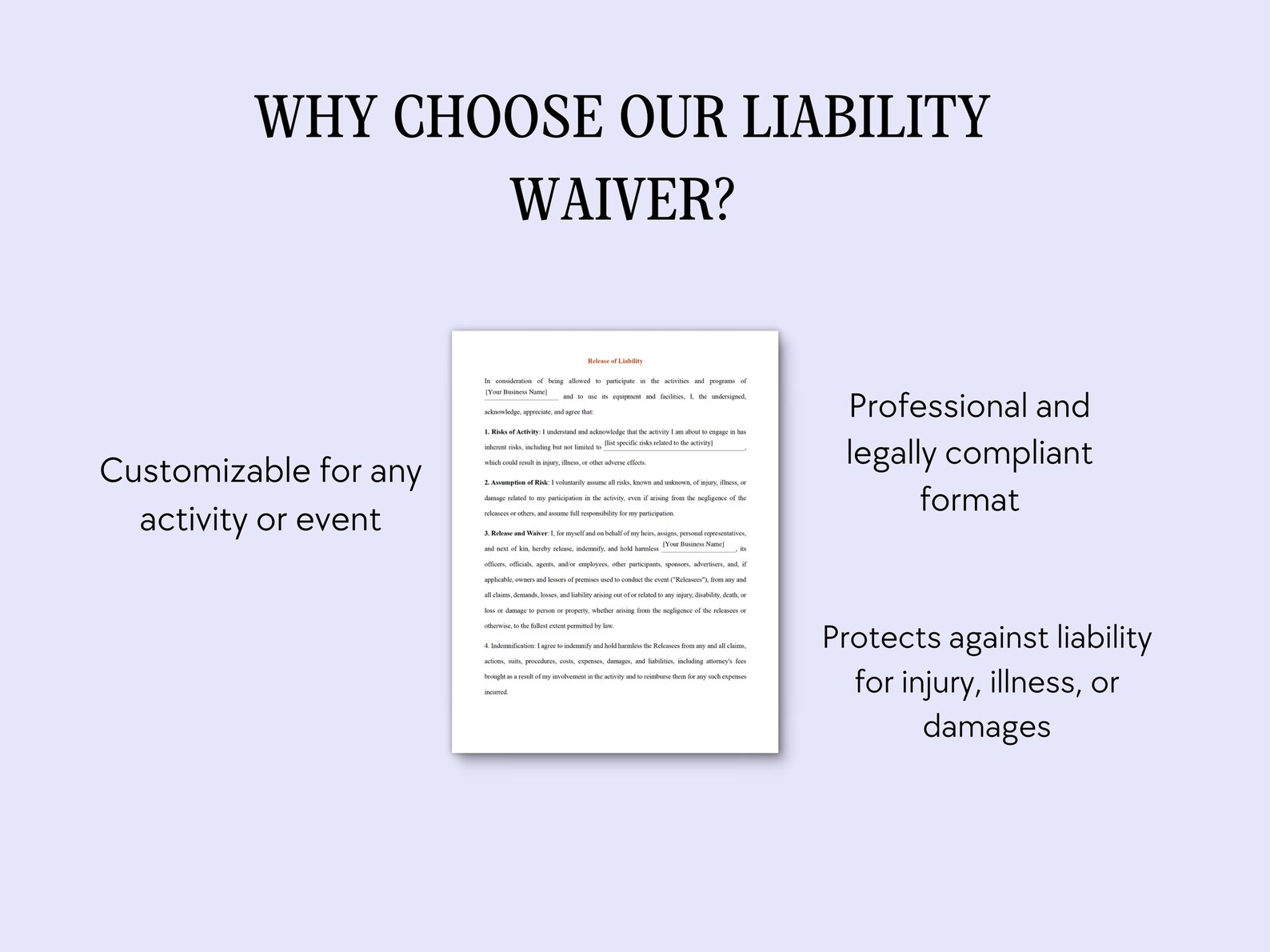 Customizable Release of Liability Form | Waiver for Events and ...