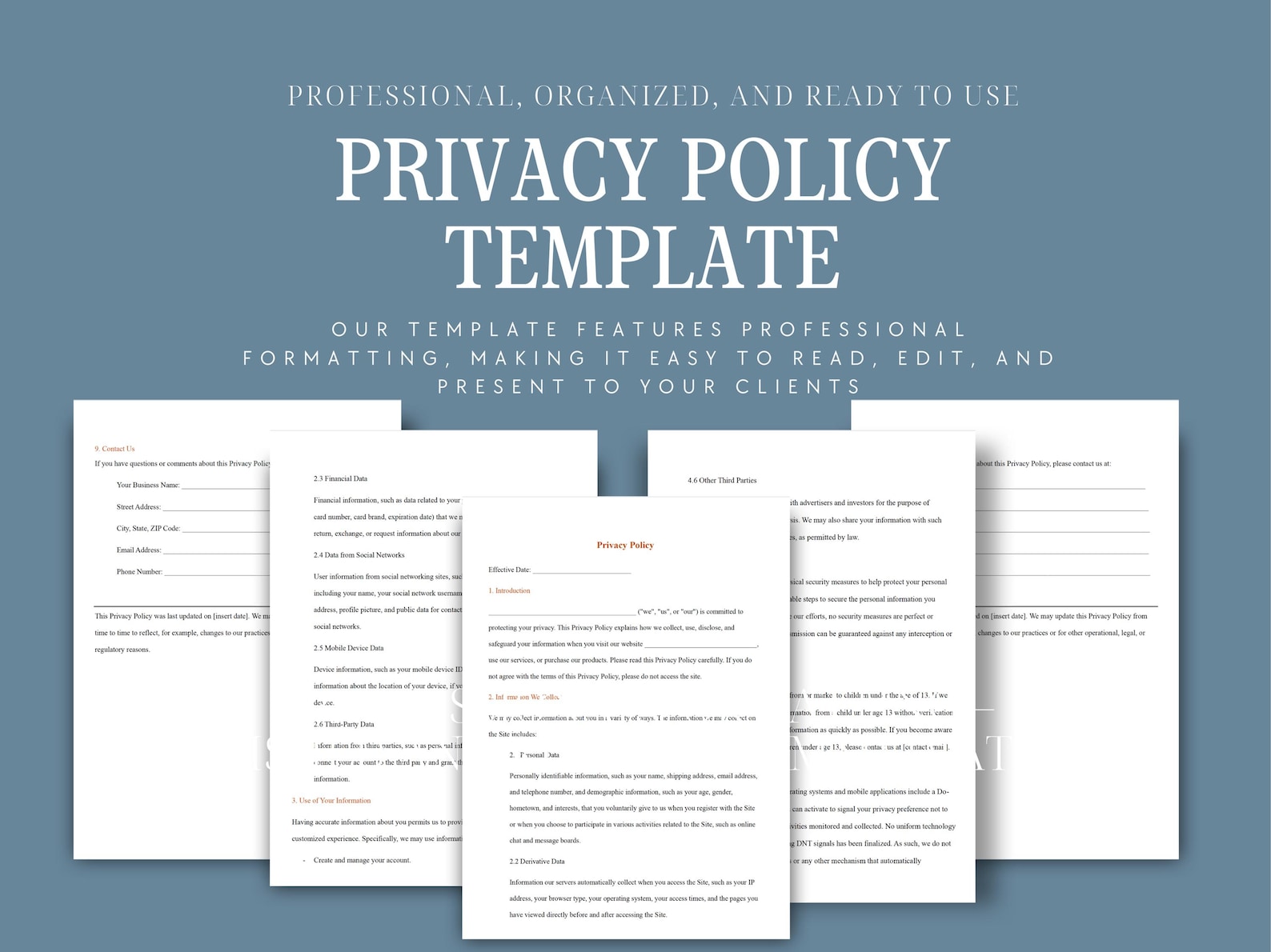 Customizable Privacy Policy Template Website Data Protection Policy