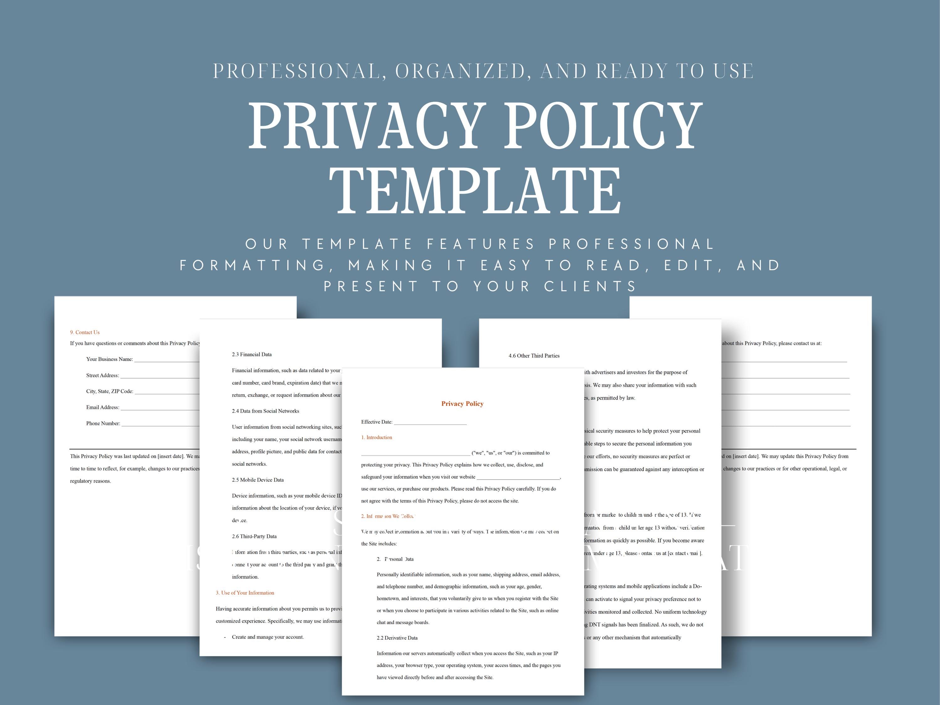 Editable Privacy Policy Template | Protect Customer Data & Ensure ...
