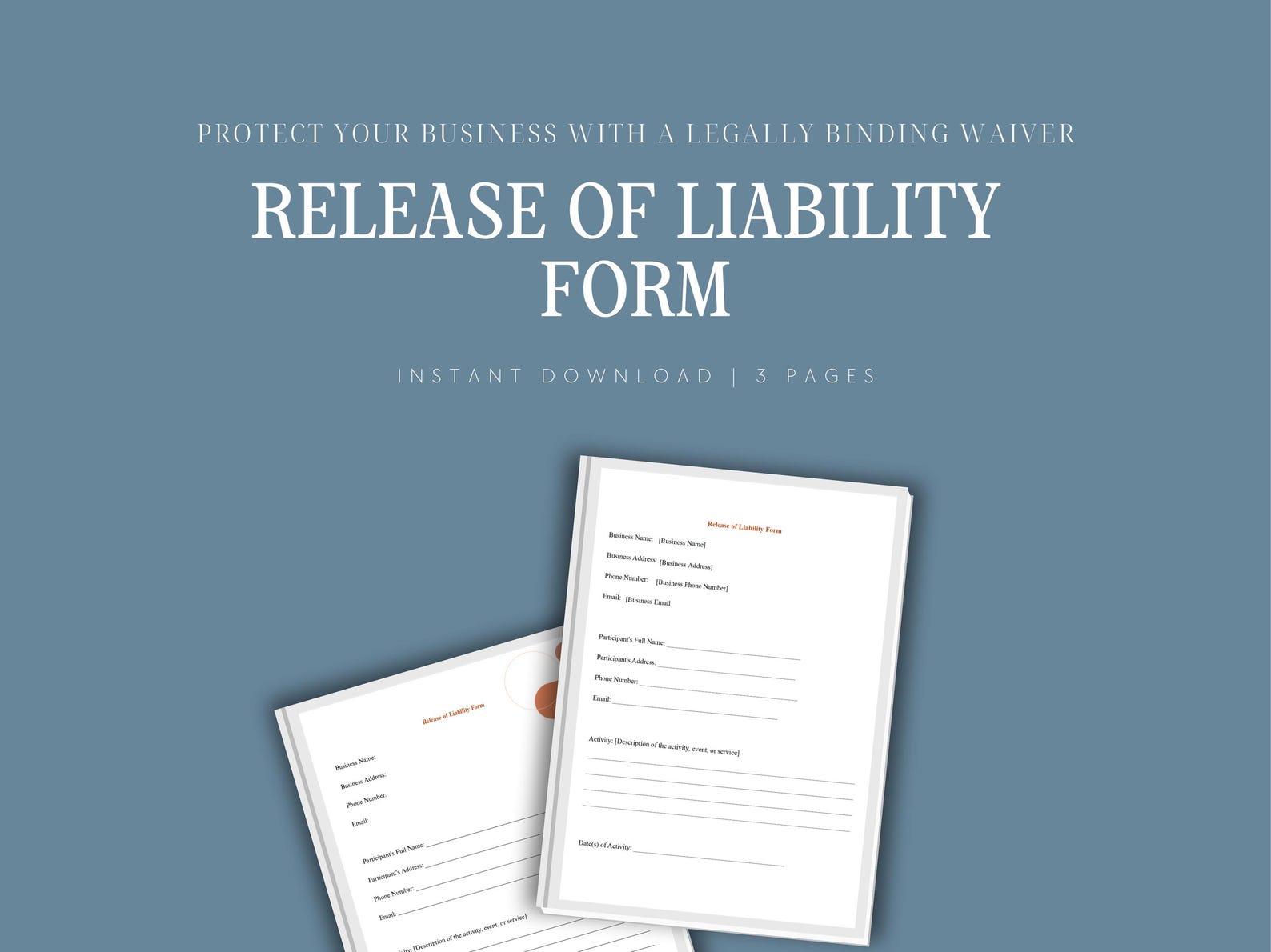 Customizable Release of Liability Form | Waiver for Events and ...
