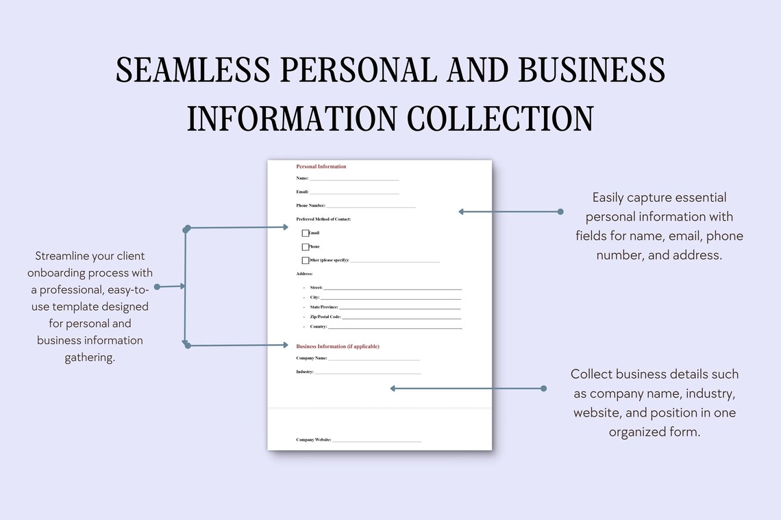 Customizable Client Intake Form for Freelancers and Consultants - Etsy