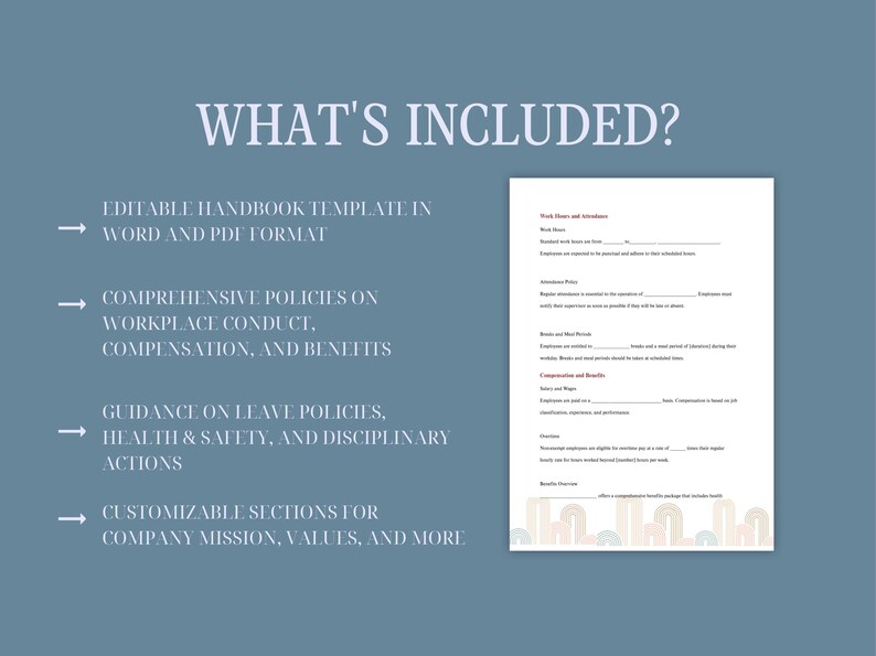 Editable Employee Contractor Handbook | Comprehensive Workplace ...