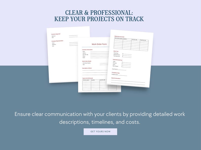 Editable Work Order Form Template | Customizable Project Management ...