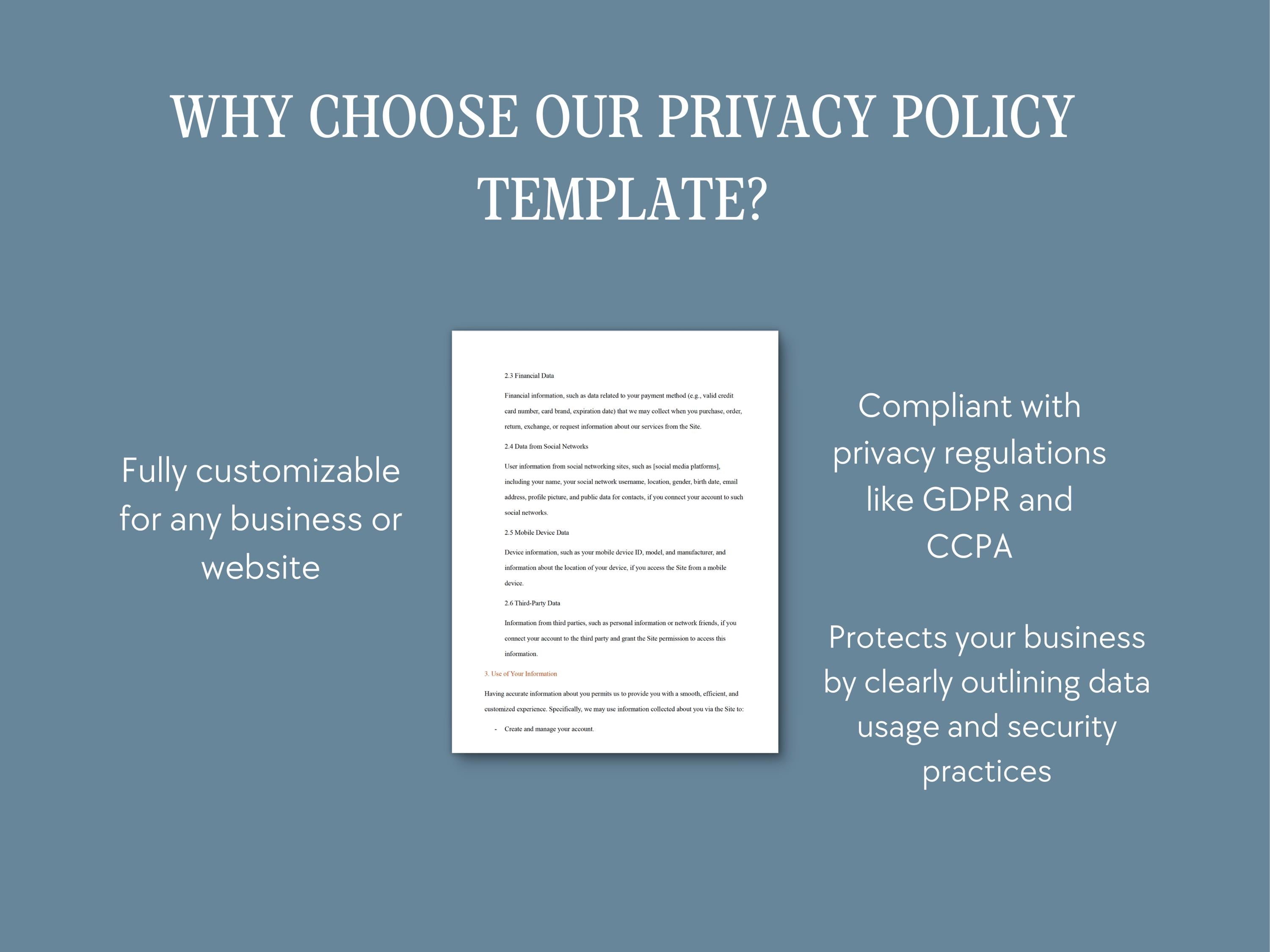 Editable Privacy Policy Template | Protect Customer Data & Ensure ...
