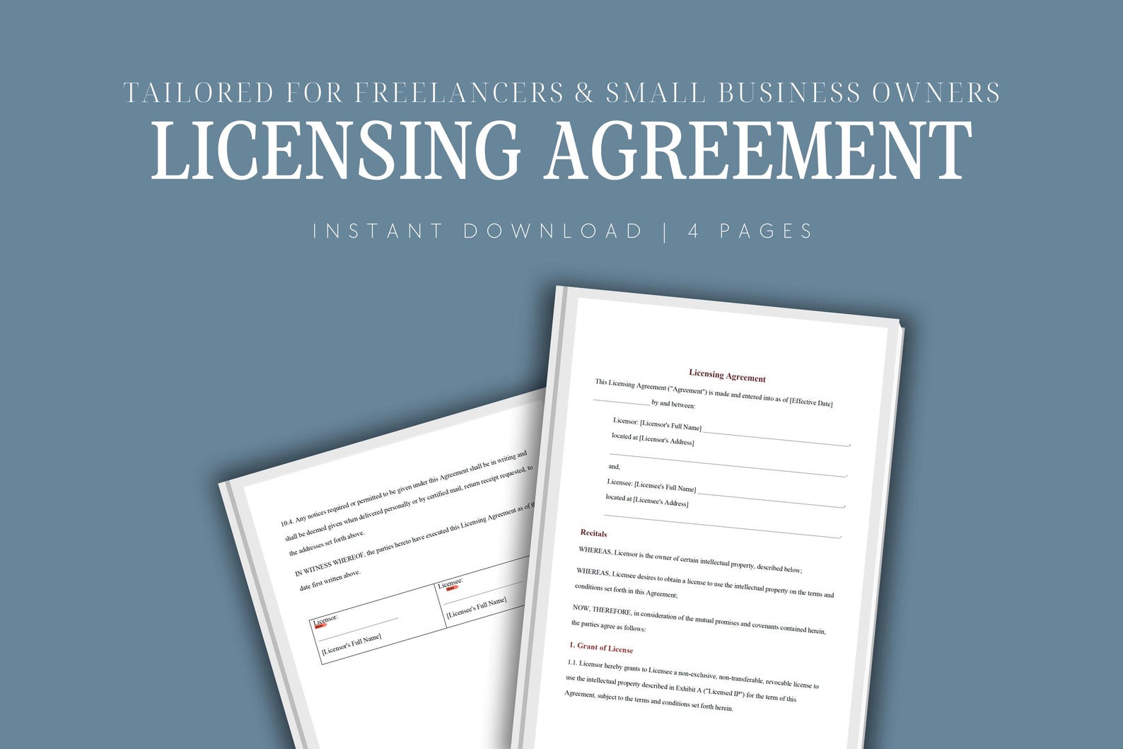 Editable Licensing Agreement Contract | Business Contract Template for ...