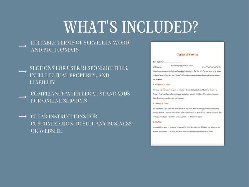Customizable Terms of Service Template: Legal Website Protection - Etsy