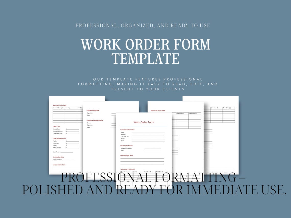 Editable Work Order Form Template | Customizable Project Management ...