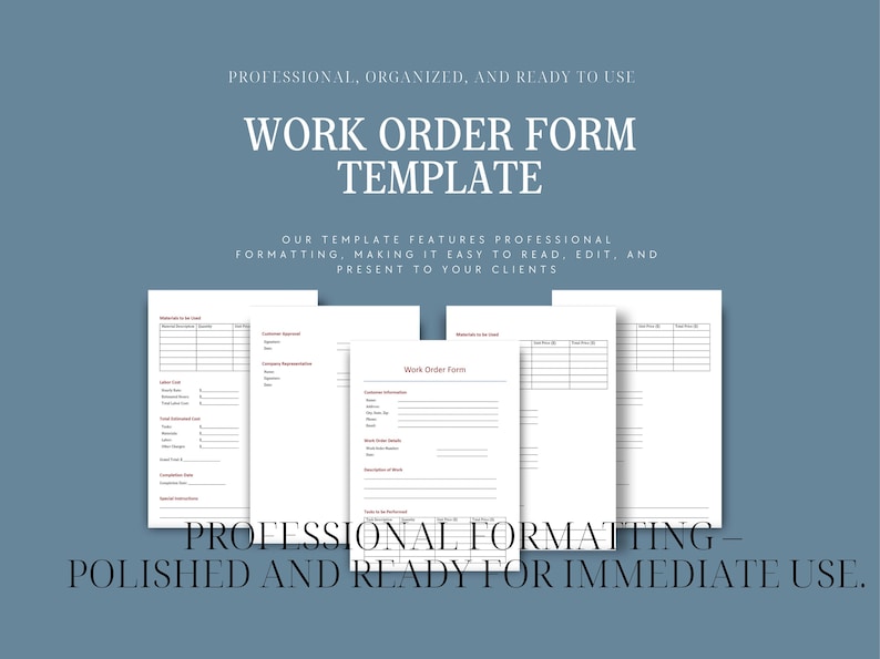 Editable Work Order Form Template | Customizable Project Management ...
