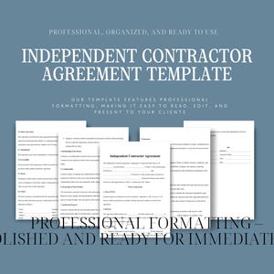 Editable Independent Contractor Agreement Template | Customizable Legal ...