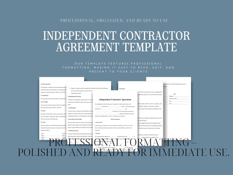 Professional Independent Contractor Agreement Template | Editable ...