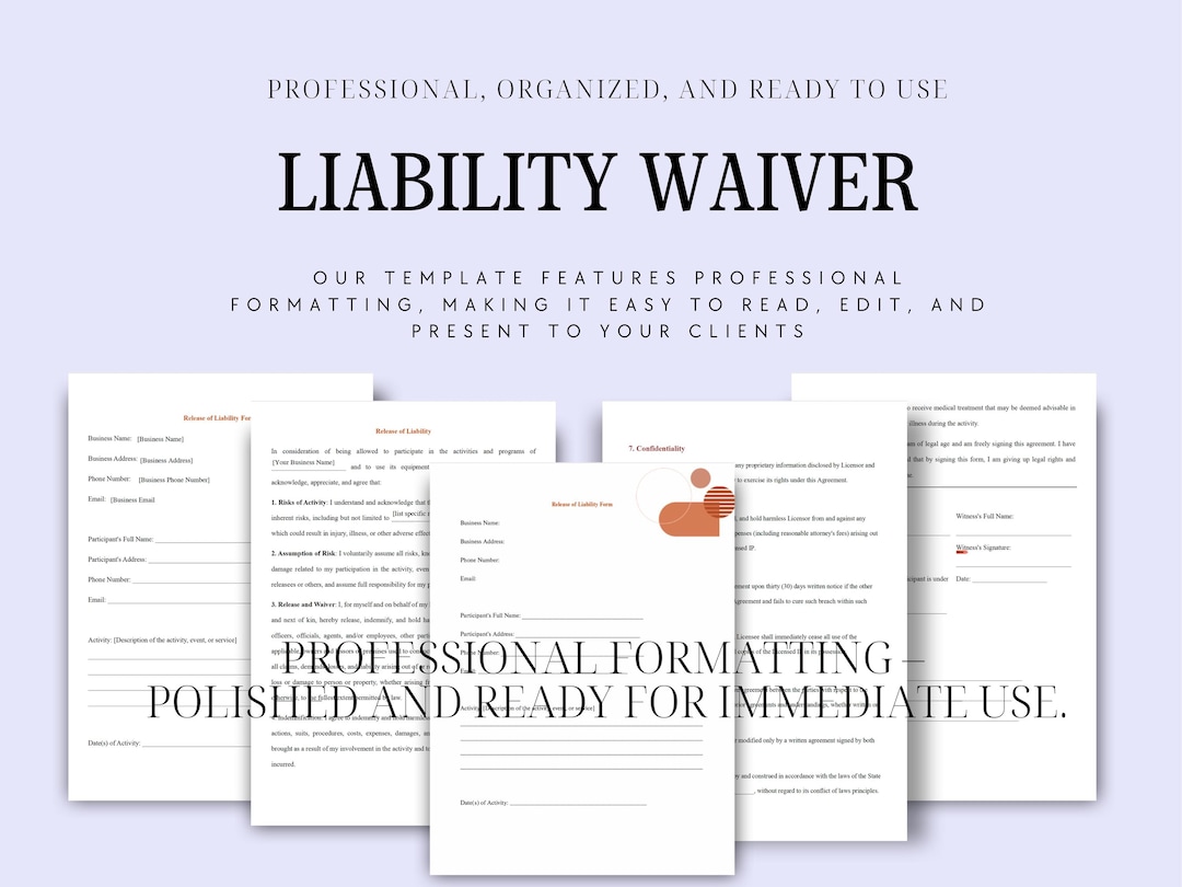 Customizable Release of Liability Form | Waiver for Events and ...