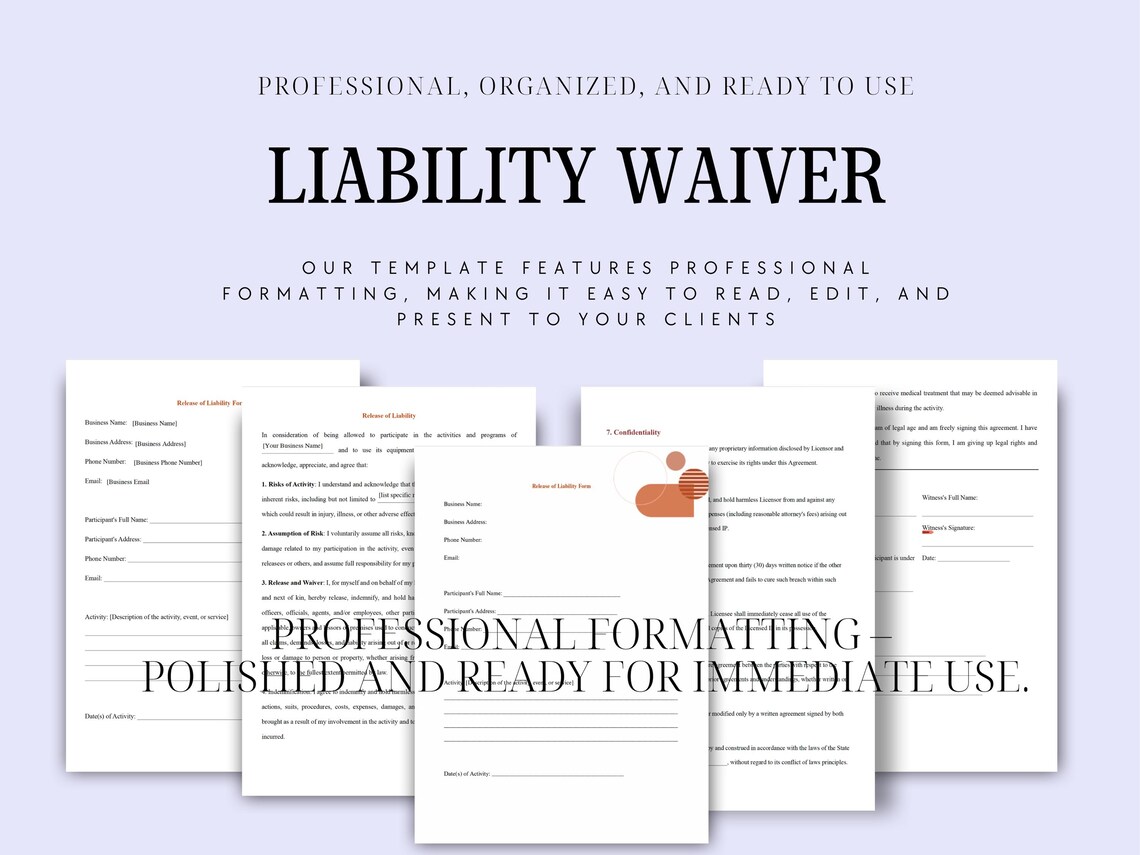 Customizable Release of Liability Form | Waiver for Events and ...