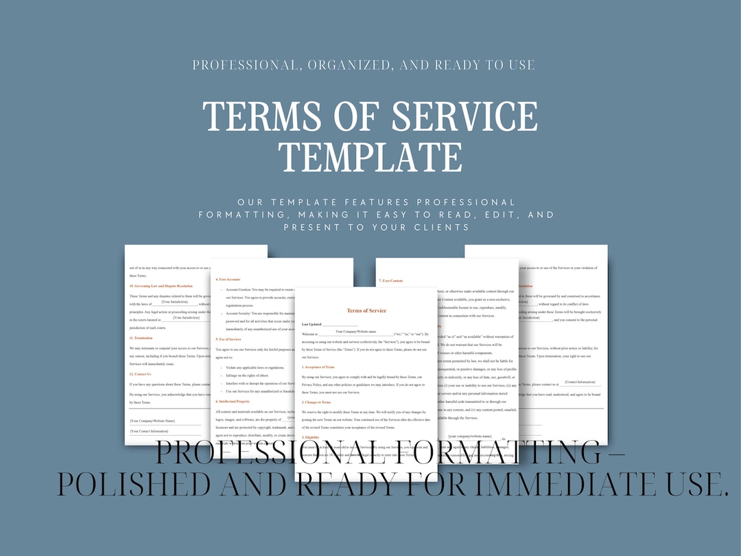 Customizable Terms of Service Template: Legal Website Protection - Etsy