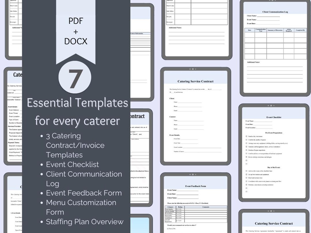 Editable Catering Contract Toolkit for Small Business Caterers ...