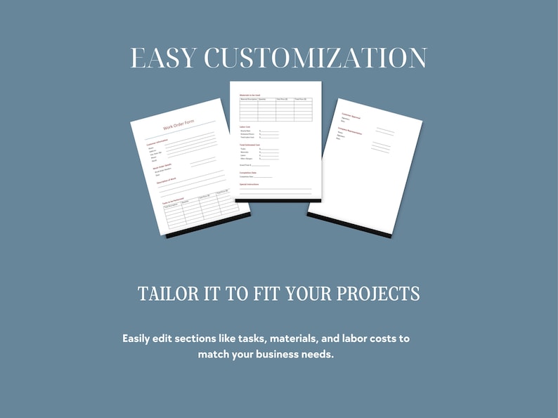 Editable Work Order Form Template | Customizable Project Management ...