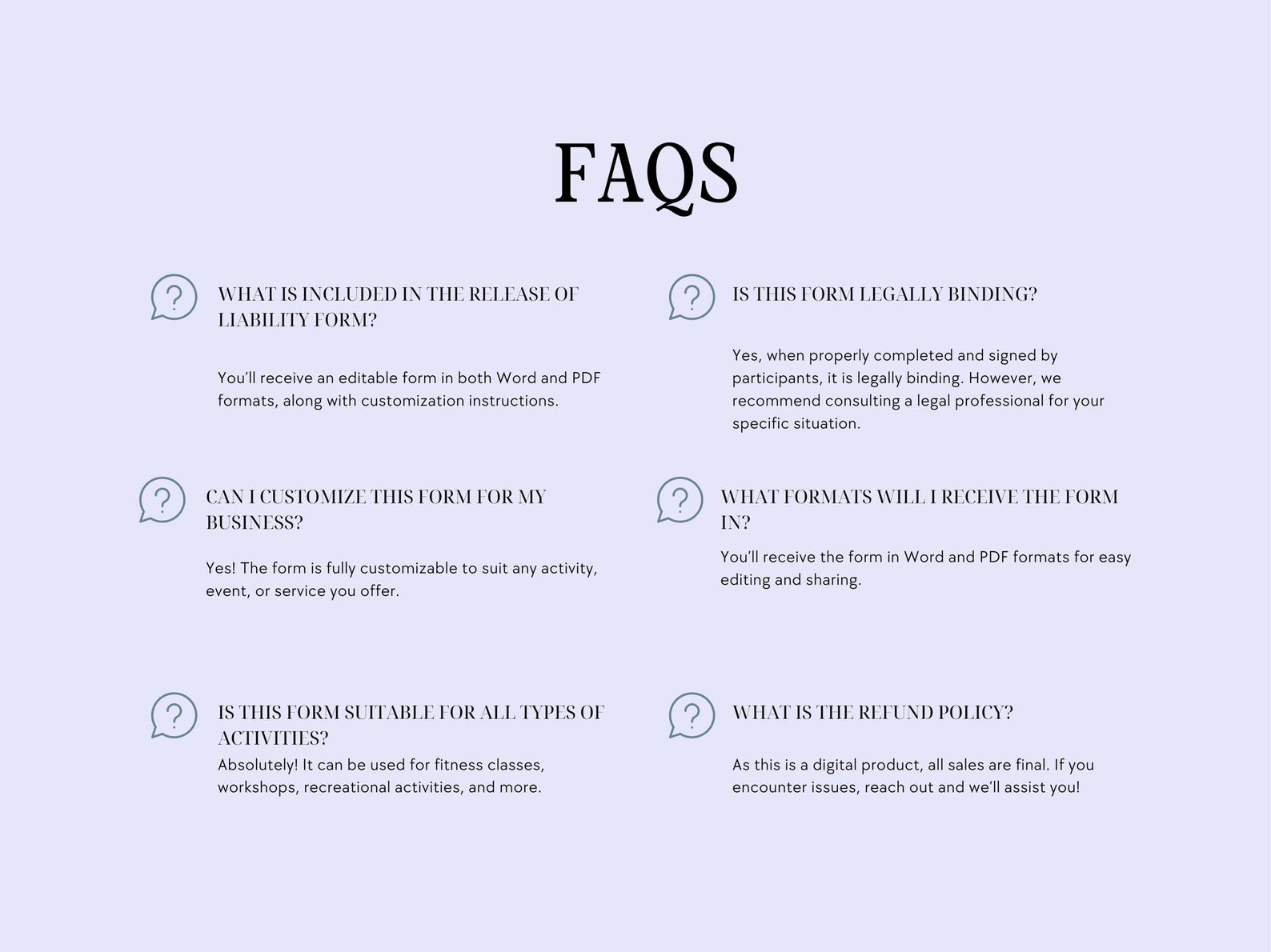 Customizable Release of Liability Form | Waiver for Events and ...