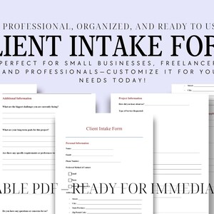 Customizable Client Intake Form for Freelancers and Consultants - Etsy