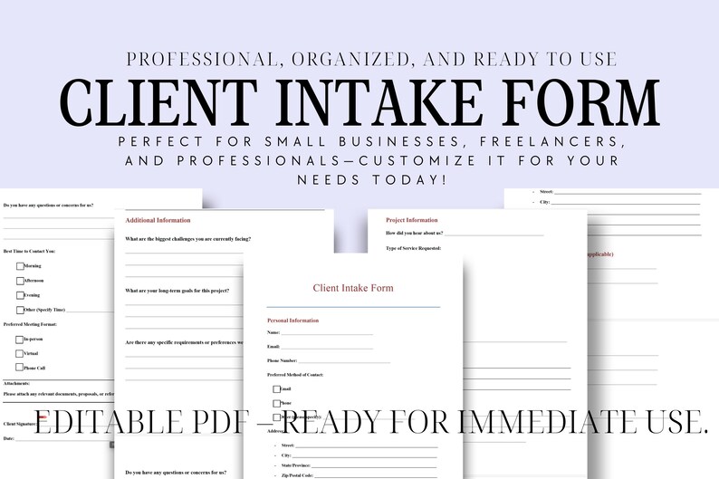 Editable Client Intake Form for Small Business Owners - Etsy