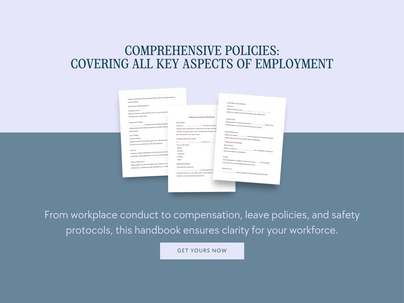 Editable Employee Contractor Handbook | Comprehensive Workplace ...