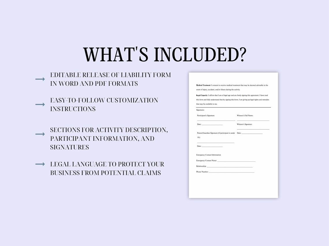Customizable Release of Liability Form | Waiver for Events and ...