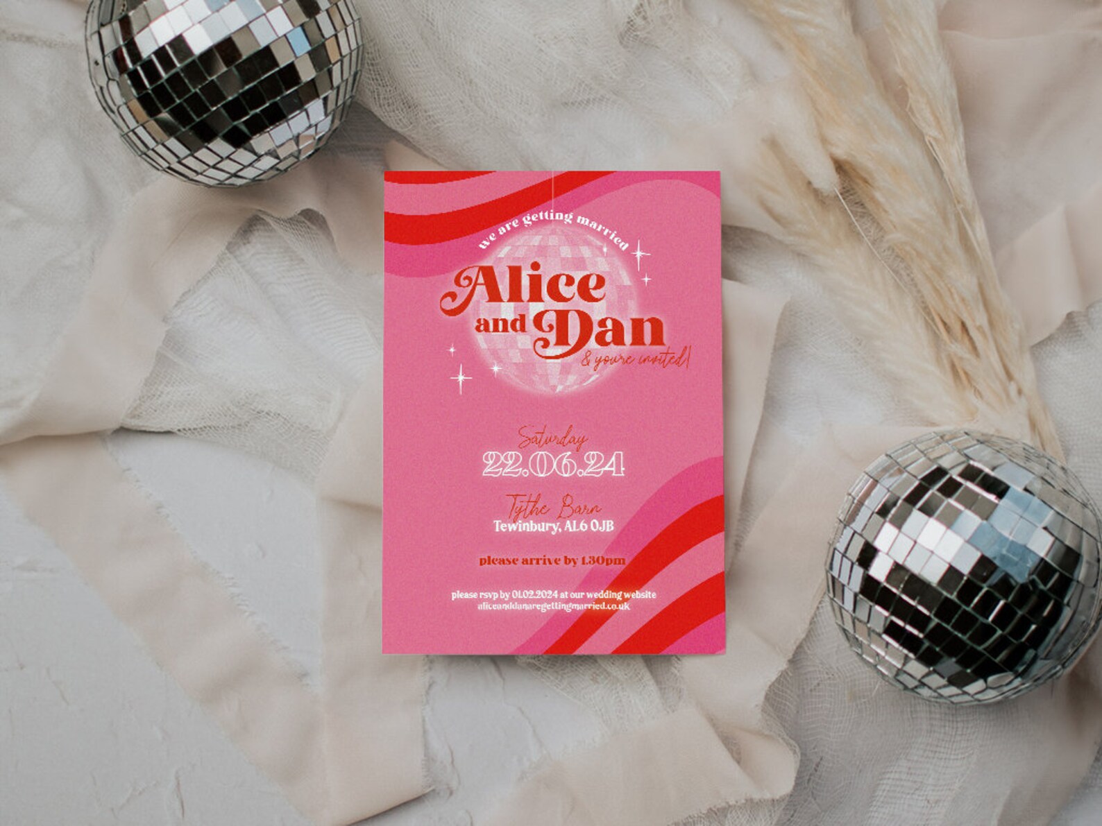 Customisable Colourful Retro Disco Themed Wedding Invitation ...