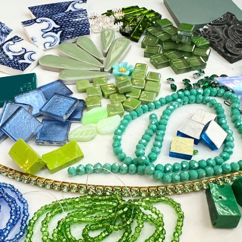 New! Mosaic Tesserae Treasure Bundle - Beads, Tile, Smalti, Stained ...