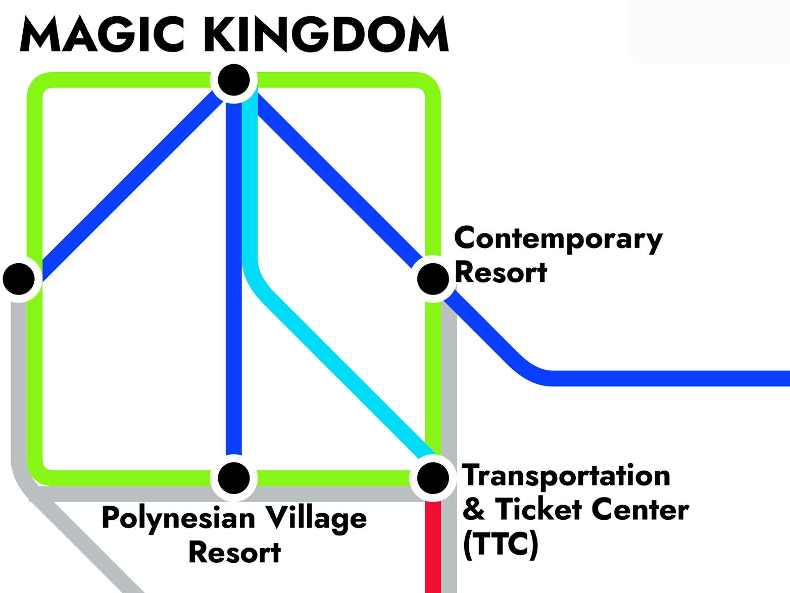 Disney World Transportation Map Print, Subway Style, Monorail, Skyliner ...