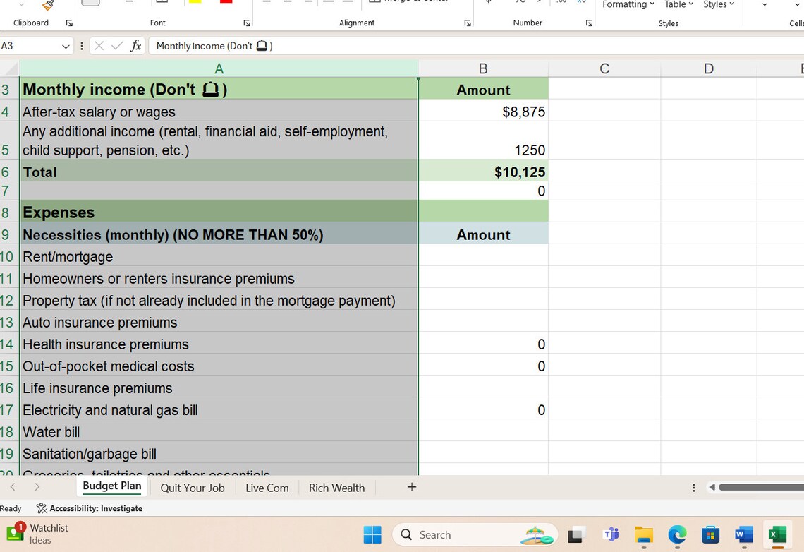 Complete Personal Budget Calculator - Etsy