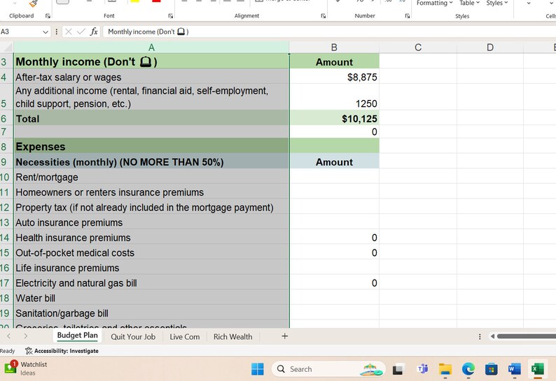 Complete Personal Budget Calculator - Etsy