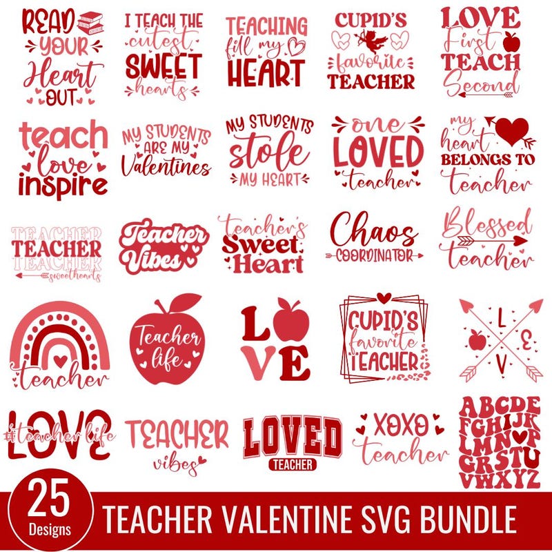 Valentine Teacher Svg - Etsy