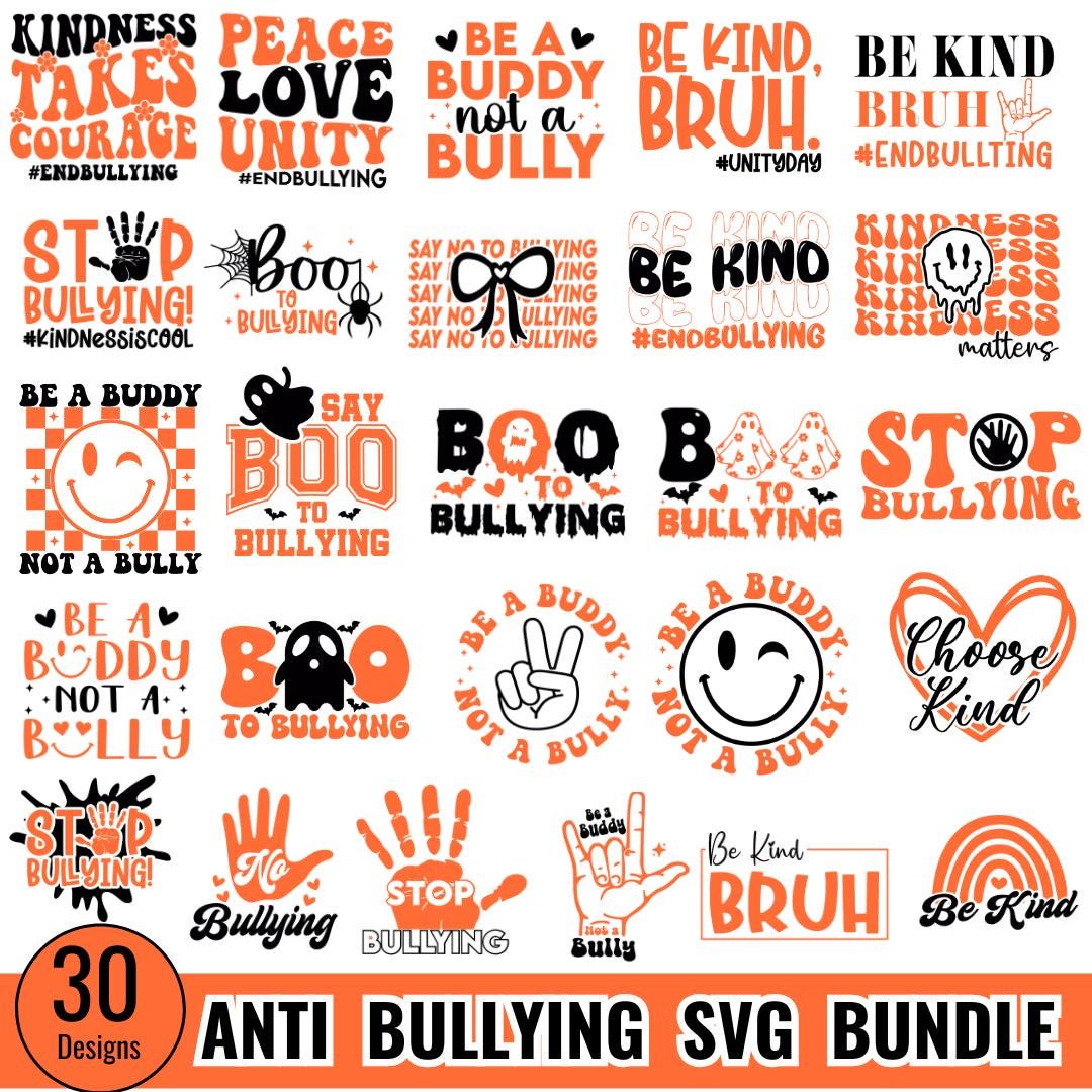 Anti Bullying Svg Bundle, Kindness Svg, Stop Bullying, End Bullying Svg ...