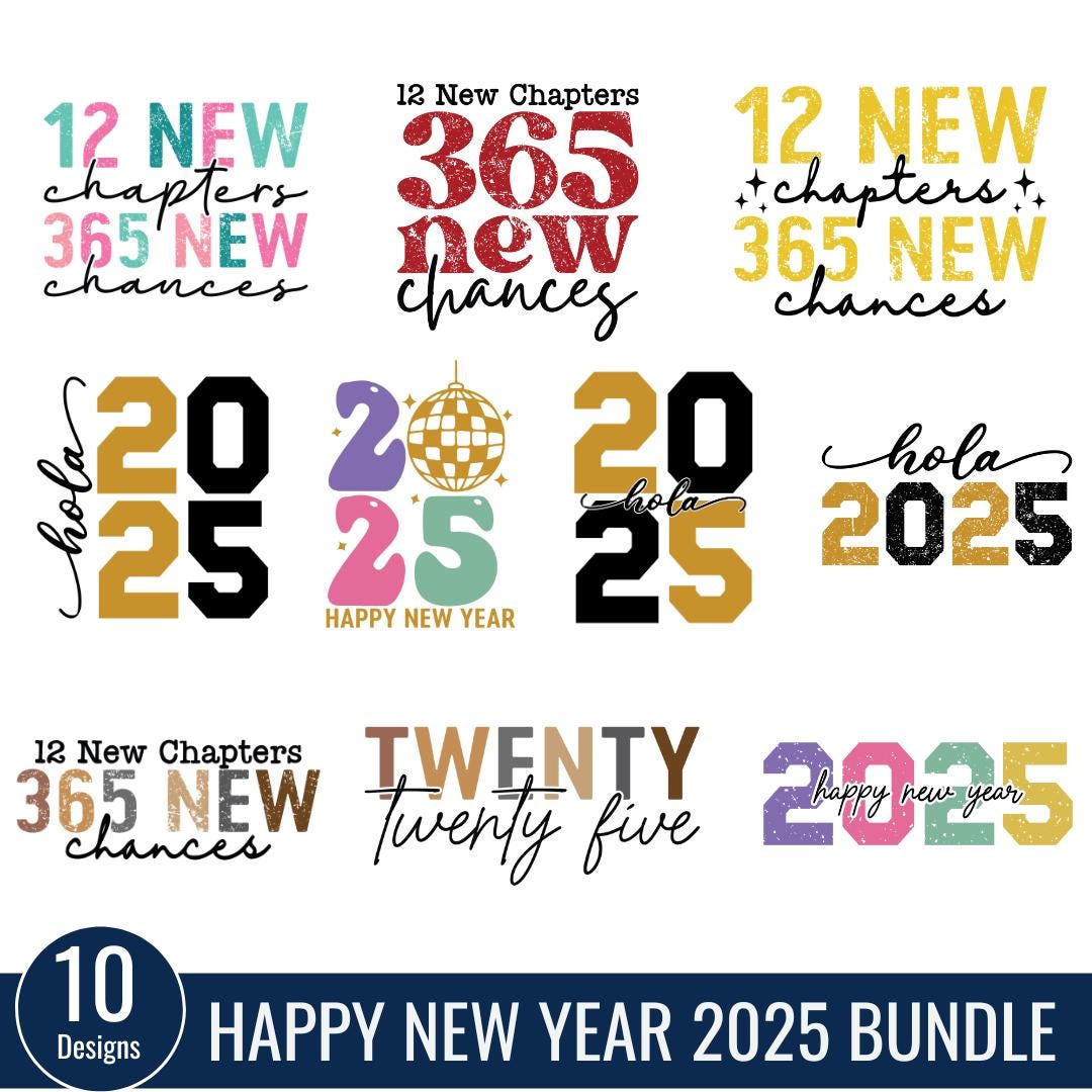 12 New Chapters 365 New Chances Svg Bundle , New Year 2025 Svg, Happy ...